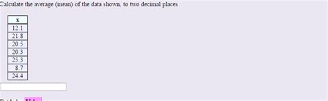 Solved Calculate The Average Mean Of The Data Shown To Chegg Com