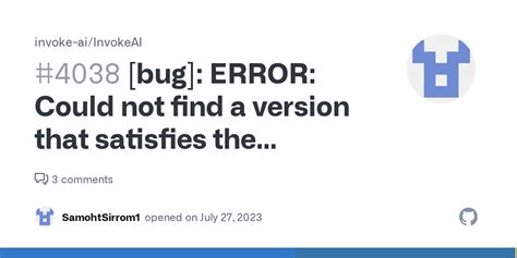 Bug Error Could Not Find A Version That Satisfies The Requirement