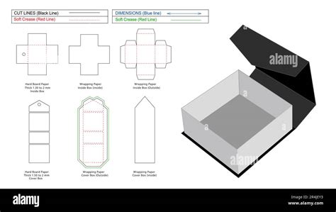 Resizeable And Editable Luxury Rigid Box Die Line Template And 3d Render Box Custom Front Panel