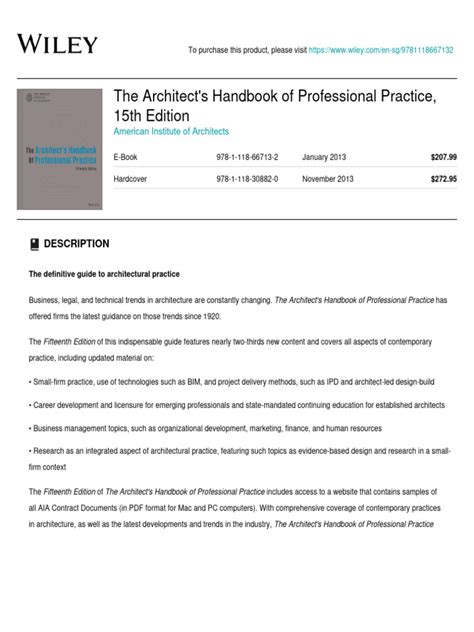 wiley the architect s handbook of professional practice 15th edition