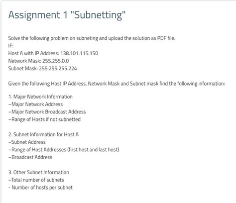 Solved Assignment 1 Subnetting Solve The Following Problem