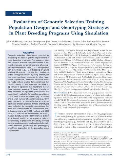 Pdf Evaluation Of Genomic Selection Training Population Designs And