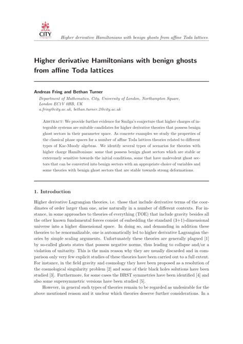 Pdf Higher Derivative Hamiltonians With Benign Ghosts From Affine