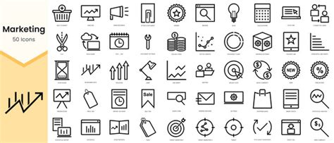 Simple Outline Set Ofblog Icons Linear Style Vector Image