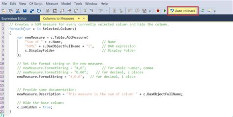 C Scripts Tabular Editor Documentation