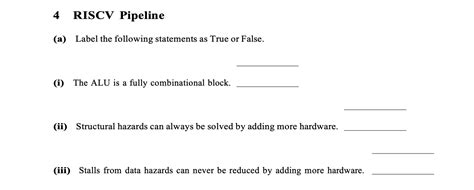Solved 4 Riscv Pipeline A Label The Following Statements