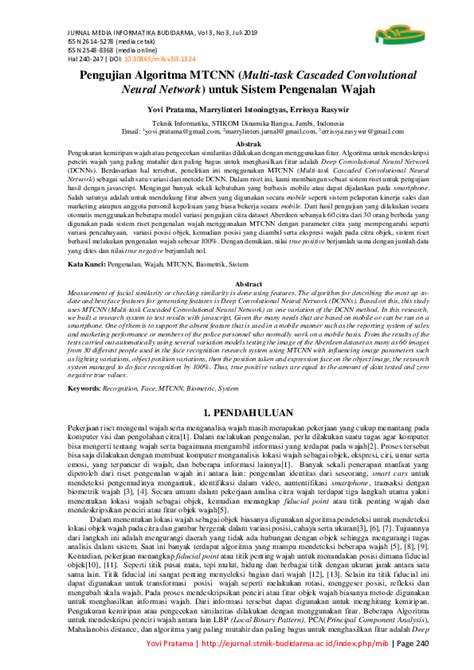 Pdf Pengujian Algoritma Mtcnn Multi Task Cascaded Convolutional