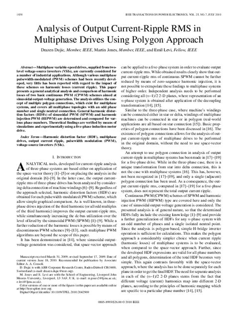 Pdf Analysis Of Output Current Ripple Rms In Multiphase Drives Using Polygon Approach