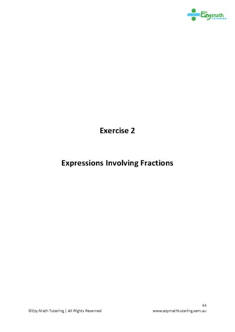 Year 9 Maths Algebraic Expressions Expressions Involving Fractions Questions Ch3 Ex2