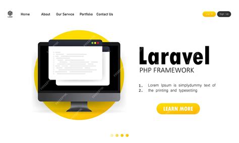 컴퓨터 화면에서 Laravel Php Framework 프로그래밍 언어 프로그래밍 언어 코드 일러스트레이션을 코딩하는 방법을