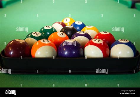 Pool Balls Set Up In Triangle Stock Photo Alamy