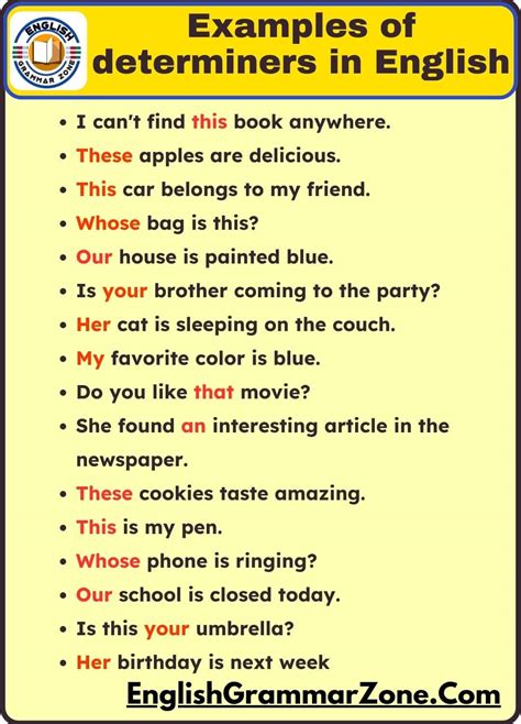 Determiners Examples Articles Determiners And Punctuations