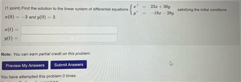 Solved 1 Point Find The Solution To The Linear System Of Chegg Com