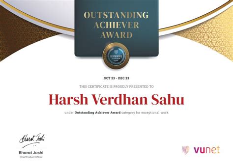 Harsh Verdhan Sahu On Linkedin Outstandingachiever Vunetsystems