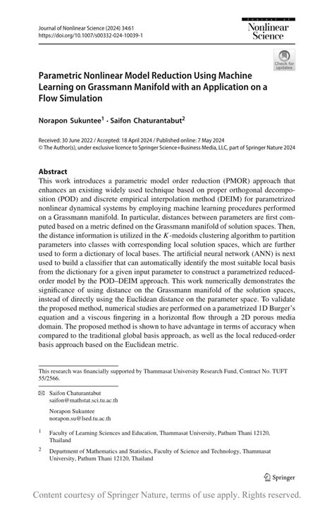 Parametric Nonlinear Model Reduction Using Machine Learning On Grassmann Manifold With An