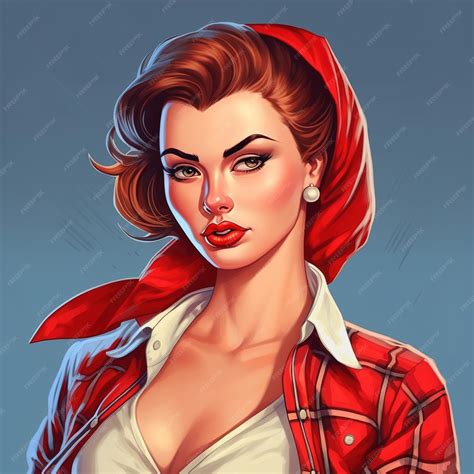 Premium Photo Style Retro Pin Up Girl Illustration