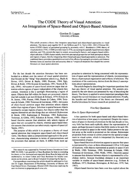 The CODE Theory Of Visual Attention An Integration Of Space Based And Object Based Attention