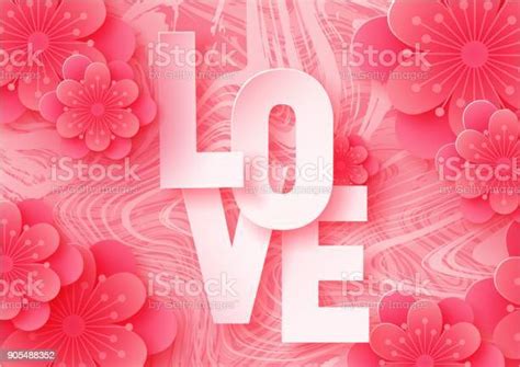 3d 추상 종이 대리석 바탕에 핑크 꽃 사랑 편지 및 종이 아트 일러스트 컷 0명에 대한 스톡 벡터 아트 및 기타 이미지 0명 공란 그림자 Istock