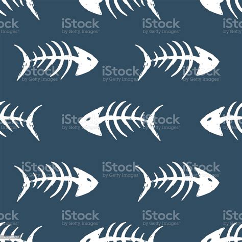 물고기 뼈 원활한 패턴 물고기 해골 낙서 손으로 그린 만화 벡터 일러스트 그래픽 프린트에 대한 스톡 벡터 아트 및 기타 이미지 그래픽 프린트 꼬리 낙서 드로잉