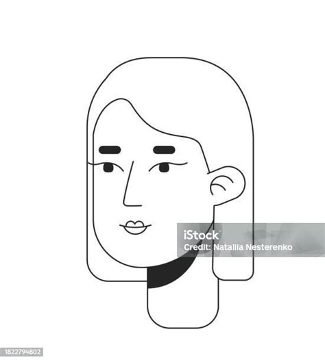 밥 이발 흑백 2d 라인 만화 캐릭터 머리를 가진 유럽 여자 2차 도형에 대한 스톡 벡터 아트 및 기타 이미지 2차 도형