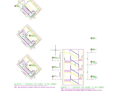 Plan And Section Of The Staircase Design Of Ground Floor To Lobby Is Given In Autocad 2d Drawing