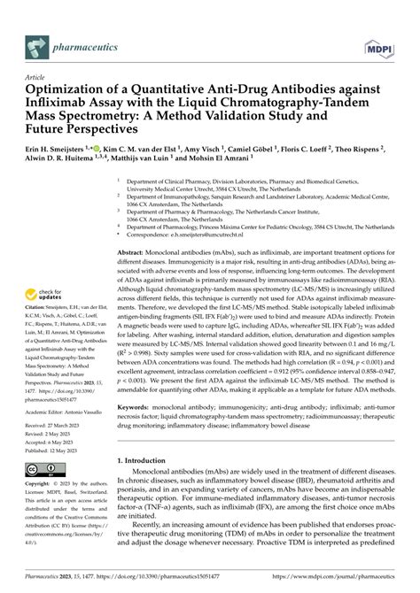 Pdf Optimization Of A Quantitative Anti Drug Antibodies Against Infliximab Assay With The