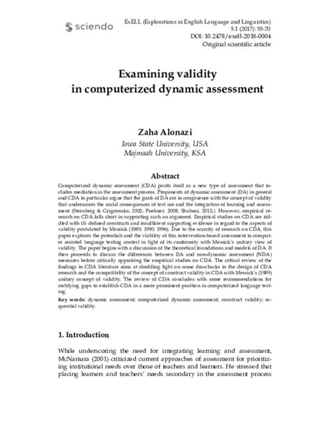 Pdf Examining Validity In Computerized Dynamic Assessment