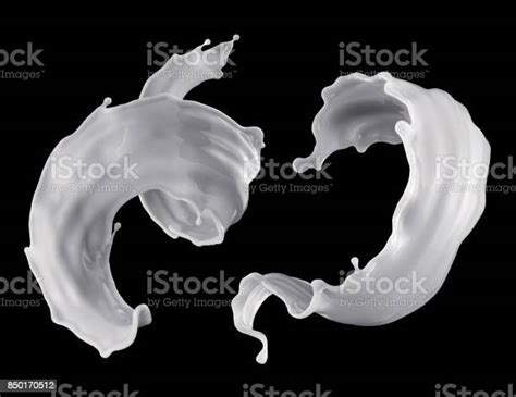 3d 렌더링 디지털 일러스트 레이 션 우유 나선형 액체 스플래시 세트 클립 아트 요소 하얀 파도 검은 배경에 고립 건강한 생활방식에 대한 스톡 사진 및 기타 이미지 Istock
