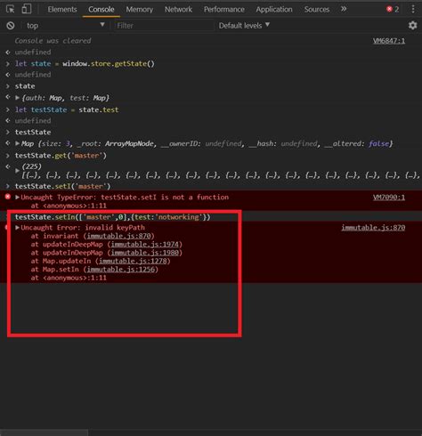 Javascript Invalid Keypath In Immutable Js When Everything Looks Fine Stack Overflow