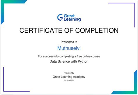 Greatlearningacademy Greatlearning Glacertificate Python… Muthu Selvi Muthuswamy
