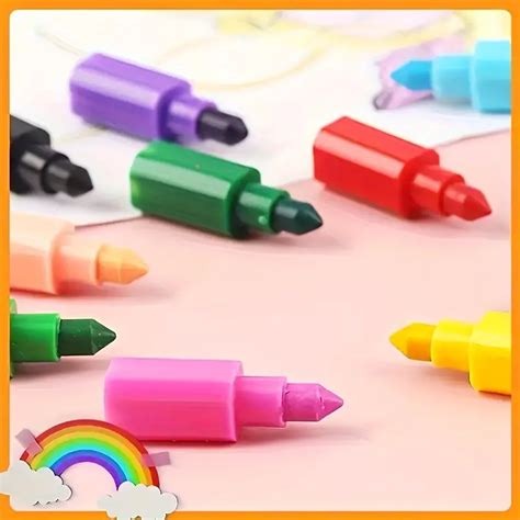 6개 쌓을 수 있는 크레파스 미니 크레파스 팩 무지개 마커 펜 그림 그리기용 컬러 쌓을 수 있는 크레파스 파 Temu