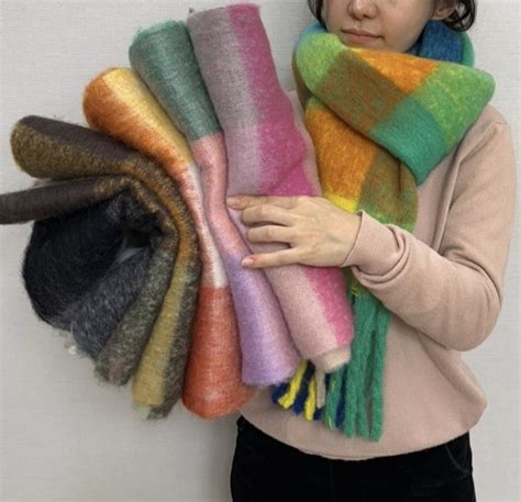 2개묶음 할인 남녀공용 체크 도톰 빅 목도리 큰사이즈 대왕 롱 머플러 에이블리