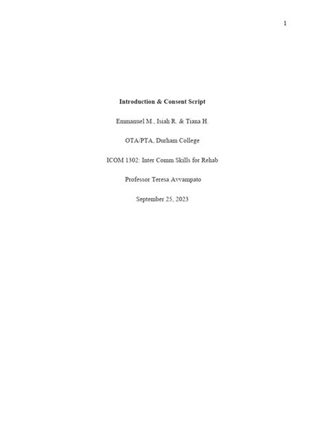 project 1 introduction and consent script 10 pdf