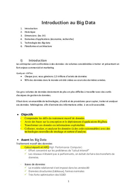 Pdf Introduction Au Big Data