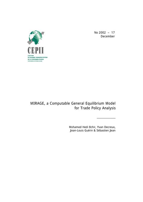 Pdf Mirage A Computable General Equilibrium Model For Trade Policy Analysis