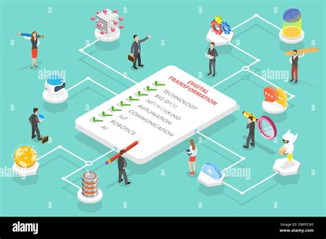 3d Isometric Flat Vector Conceptual Illustration Of Digital Transformation Areas Which Are Big
