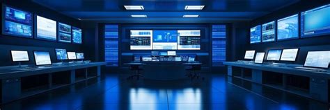 Hightech Control Room Filled With Screens And Monitors Premium Ai Generated Image