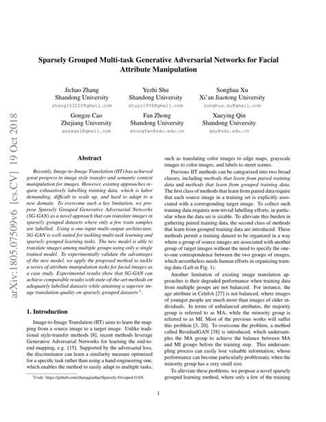 Pdf Sparsely Grouped Multi Task Generative Adversarial Networks For Facial Attribute Manipulation