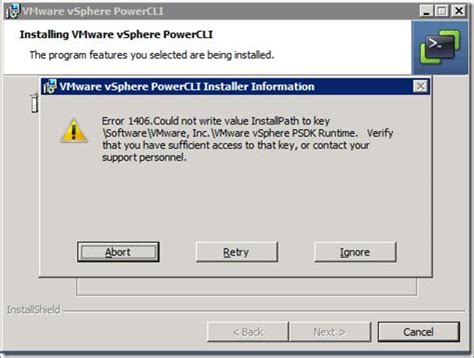 Powercli Error 1406 Could Not Write Value Installpath To Key
