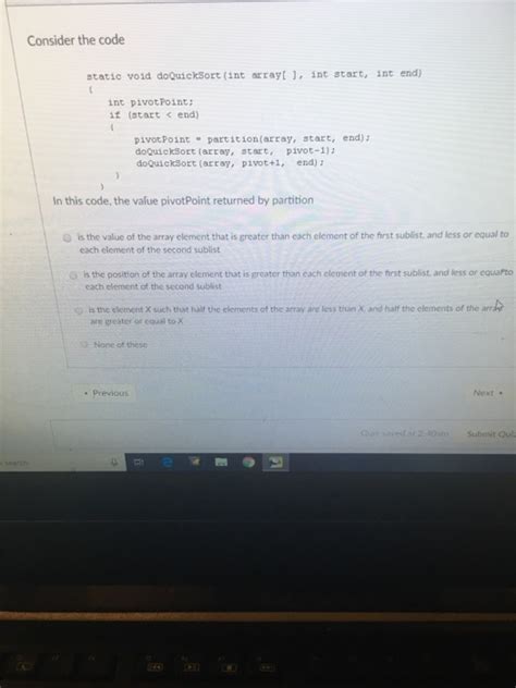Solved Consider The Code Static Void DoQuickSort Int Array Chegg