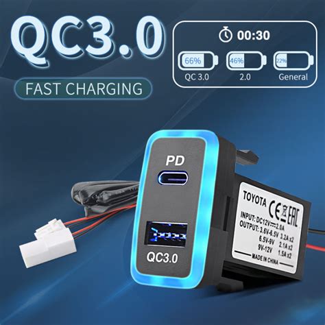 Pd Qc Dual Usb Car Socket Fast Charger Type C Phone Quick Charging Power Adapter For Toyota