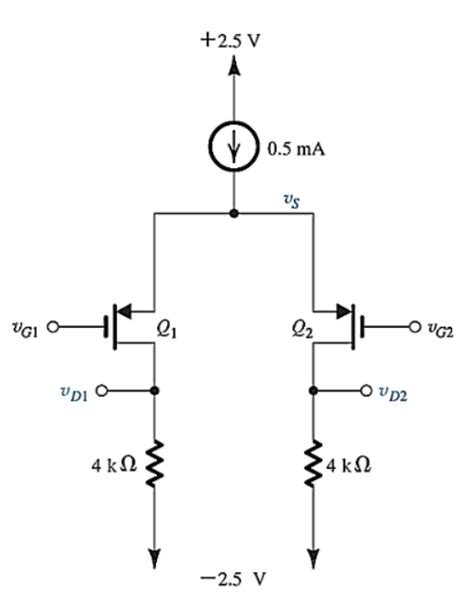 [solved] For The Pmos Differential Amplifier Shown Vtp 0 8 V Kp 4 Course Hero
