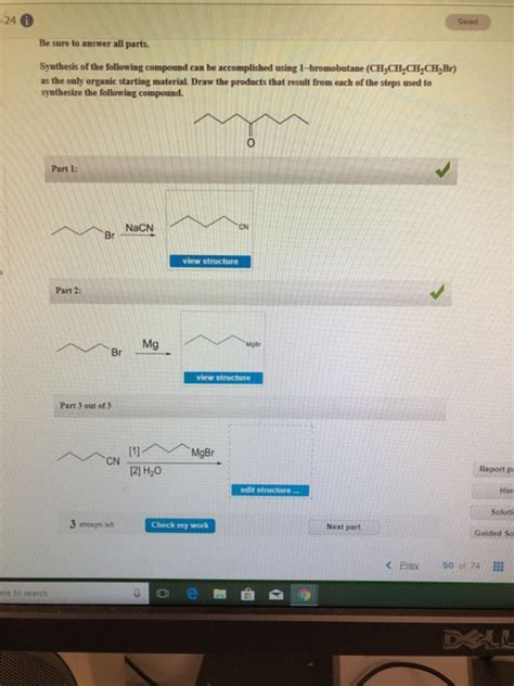 Solved 24 Be Sure To Answer All Parts Synthesis Of The