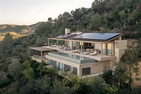 친환경 기능을 갖춘 자연에서 영감을 받은 럭셔리 맨션 에코 럭셔리 맨션 지속 가능한 재산 자연에서 영감을 받은 집 배경 일러스트 및 사진 무료 다운로드 Pngtree