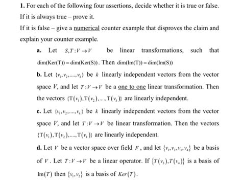 Solved 1 For Each Of The Following Four Assertions Decide