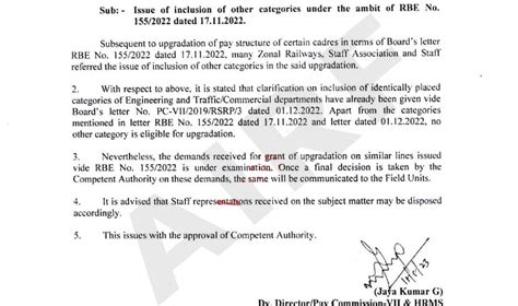 Issue Of Inclusion Of Other Categories Under The Ambit Of Rbe No 155 2022 Dated 17 11 2022