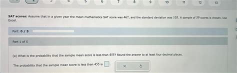 Answered Part 0 5 7 Part 1 Of 5 8 9 X 10 11 Sat Scores Ass
