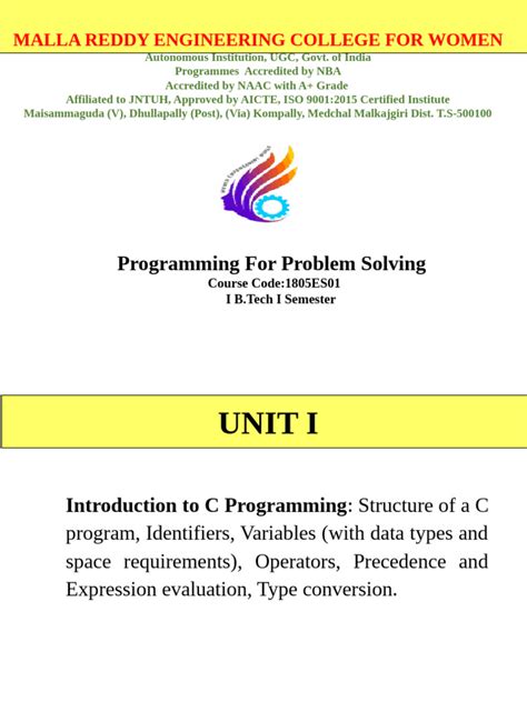 Pps Unit 1 Pdf Algorithms Data Type