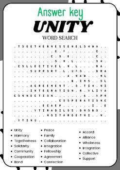 Unity Word Search Puzzle Worksheet Activity By It Is All Relative To Babe