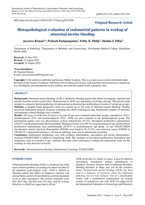 Pdf Histopathological Evaluation Of Endometrial Patterns In Workup Of Abnormal Uterine Bleeding